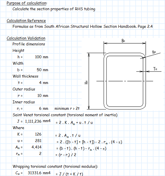 RHS Section Properties